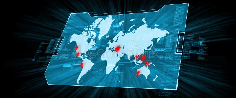 Global Map of the World with Earthquake Points. Hologram Display. Stock ...