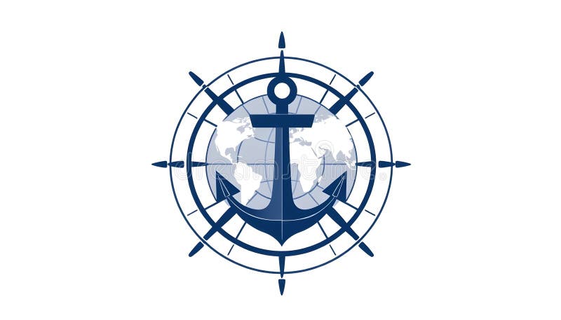 Global Maritime Navigation: Anchor, Compass Rose, and World Map Stock ...