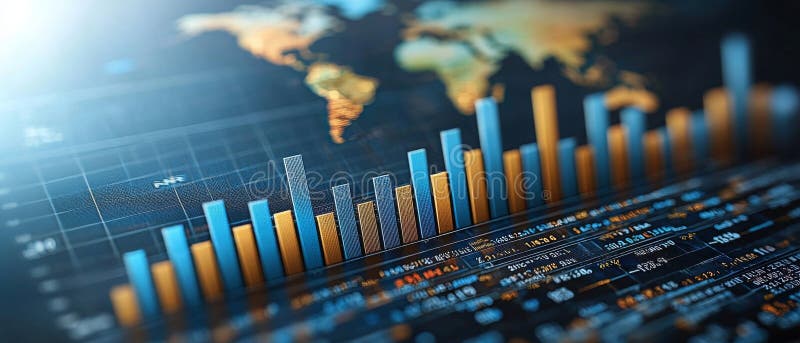 Global Market Analysis with Bar Graphs and Data Trends Stock Photo ...