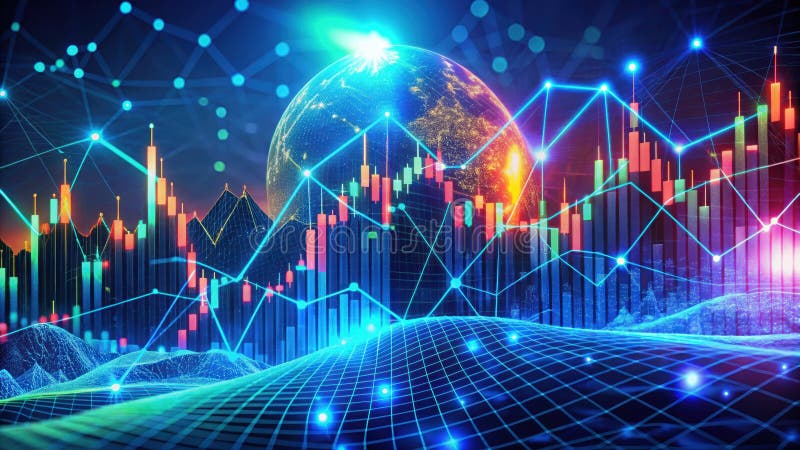 Global Market Concepts Featuring a Globe and Line Graphs Illustrating ...