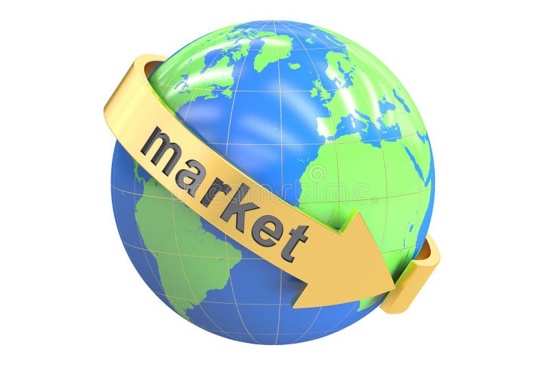 Global Market 3D rendering stock illustration. Illustration of client ...