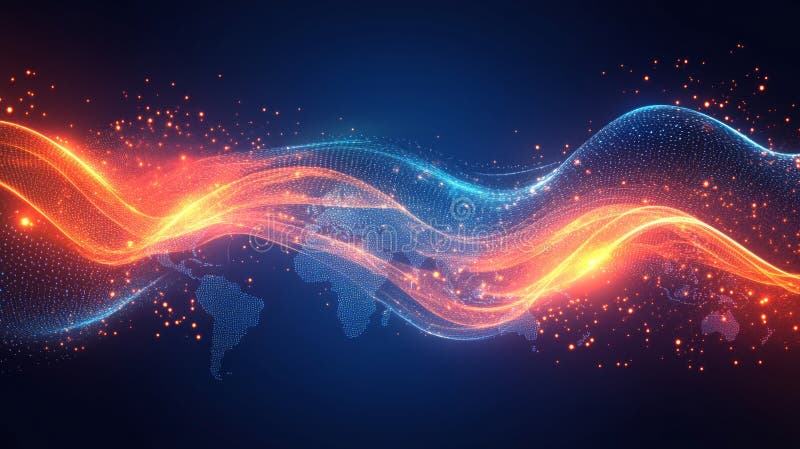 Global Market Data Flow Abstract Visualization with Glowing Lines ...