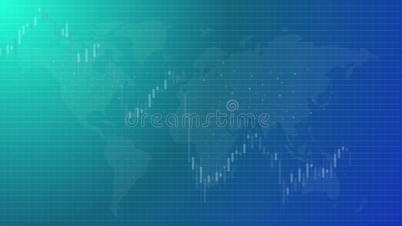 Global Market Down Decrease Financial Economy Bearish Chart Display in Blue Bright Background ...