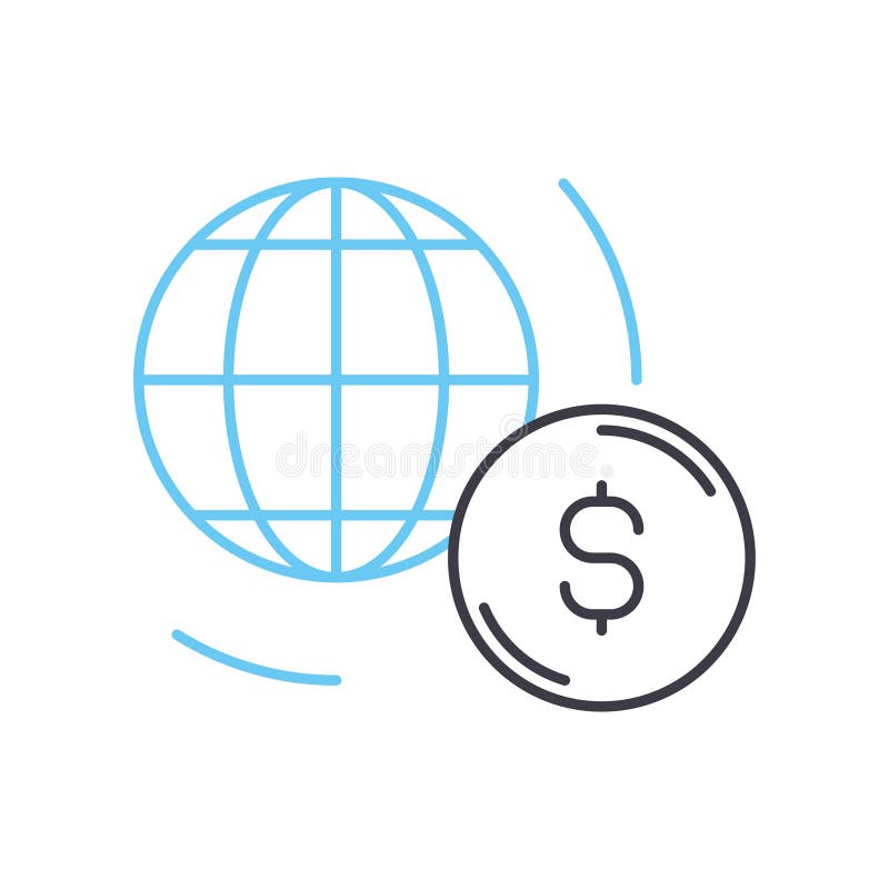 Global Market Line Icon Outline Symbol Vector Illustration Concept