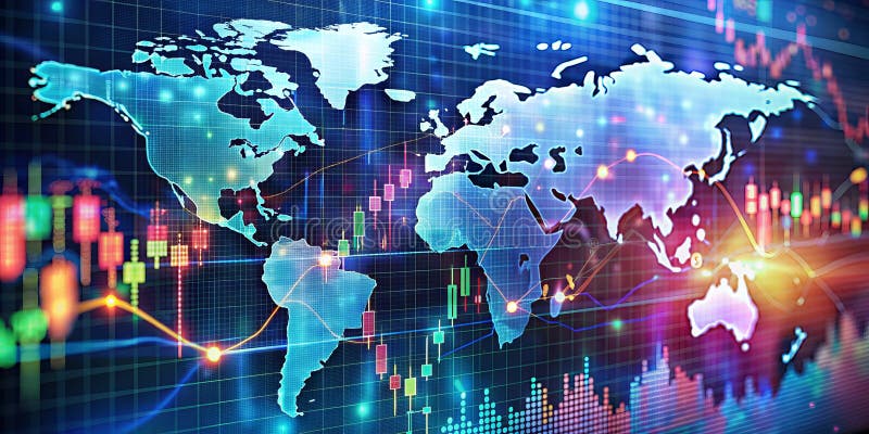 Global Market Trends - World Map with Stock Charts and Data Stock ...