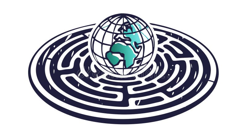 Global Maze Challenge Icon, World Problems, Complexity, Navigation, Vector Design Generative AI ...