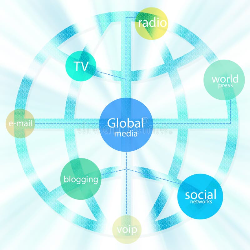 Global Media Communication Concept Stock Illustration - Illustration of ...