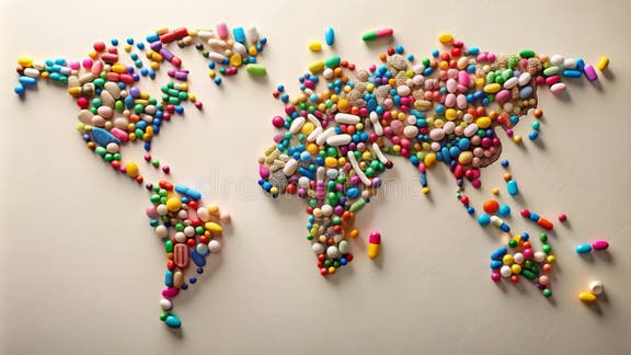 Global Medication Distribution a Colorful World Map Composed of ...