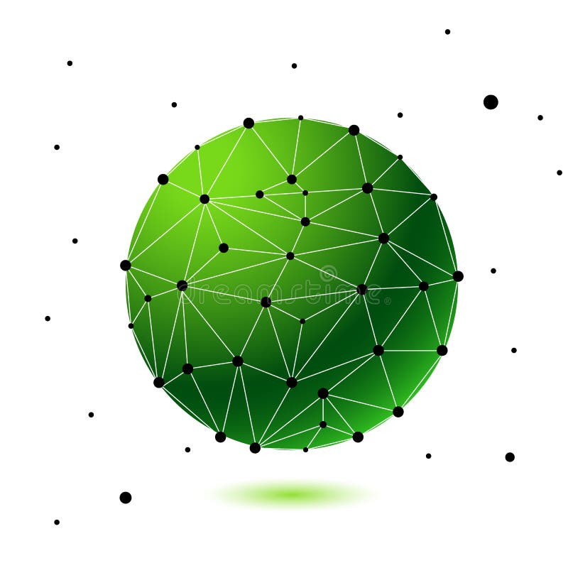 Global Mesh Sphere. Abstract Geometric Green Shape with Spherical ...