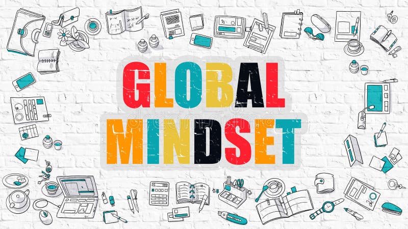 Global Mindset in Multicolor. Doodle Design. Stock Illustration ...