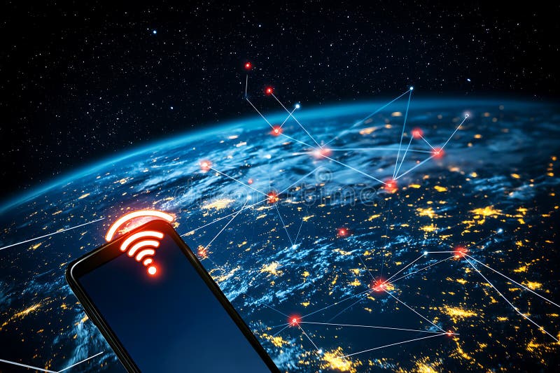 Global Mobile Network Connectivity Smartphone Wireless Technology Earth ...