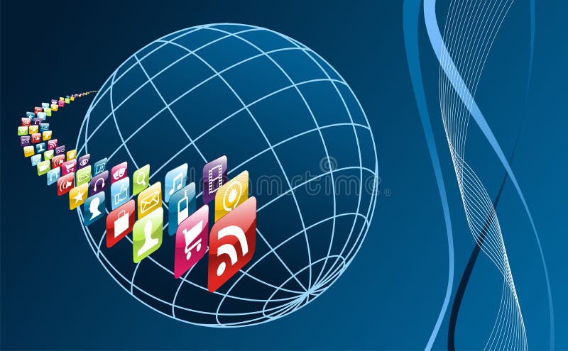 Global Mobile Phone Apps Icons Stock Vector - Illustration of cloud ...