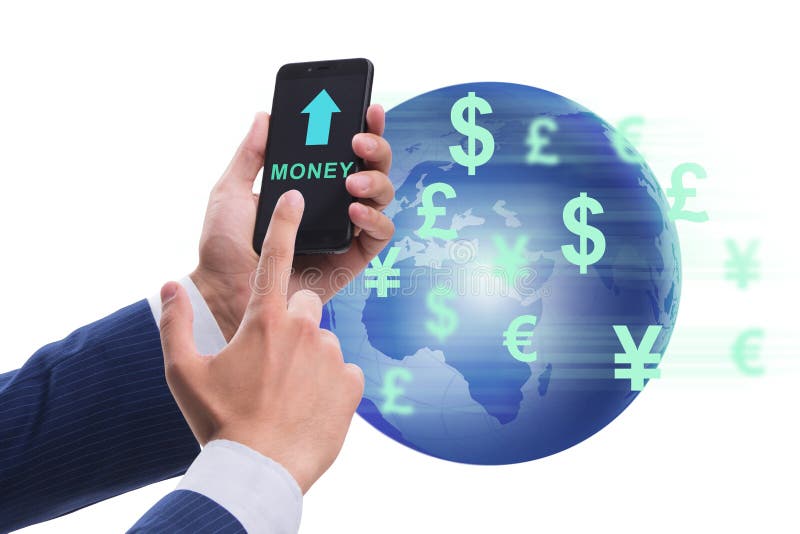 Global Money Transfer and Exchange Concept with Businessman Stock Photo ...