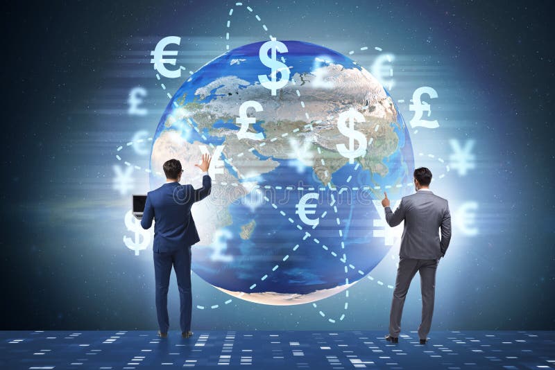 Global Money Transfer and Exchange Concept with Businessman Stock Photo ...
