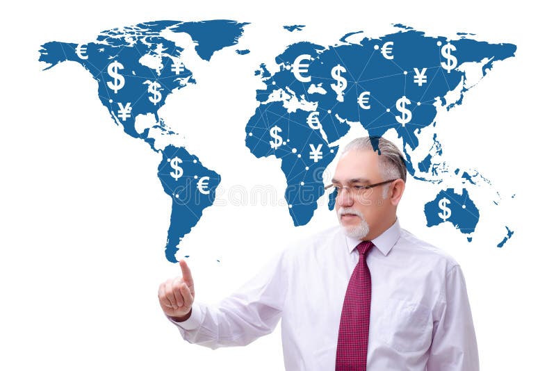 Global Money Transfer and Exchange Concept with Businessman Stock Image ...