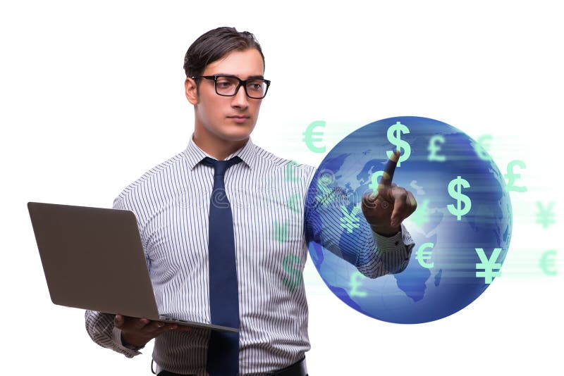 Global Money Transfer and Exchange Concept with Businessman Stock Image ...