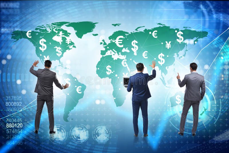 Global Money Transfer and Exchange Concept with Businessman Stock Photo ...