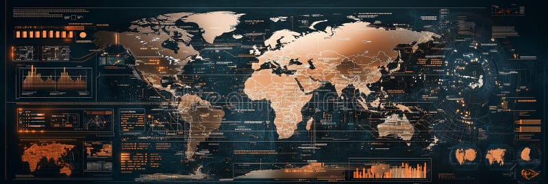 Global Monitoring System Analyzing World Map Data in Control Center ... Global Monitoring System Analyzing World Map Data in Control Center ...