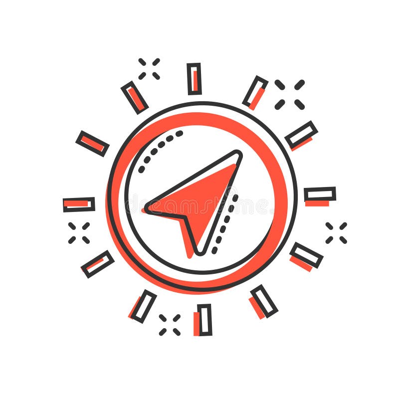 Global Navigation Icon in Comic Style. Compass Gps Vector Cartoon ...