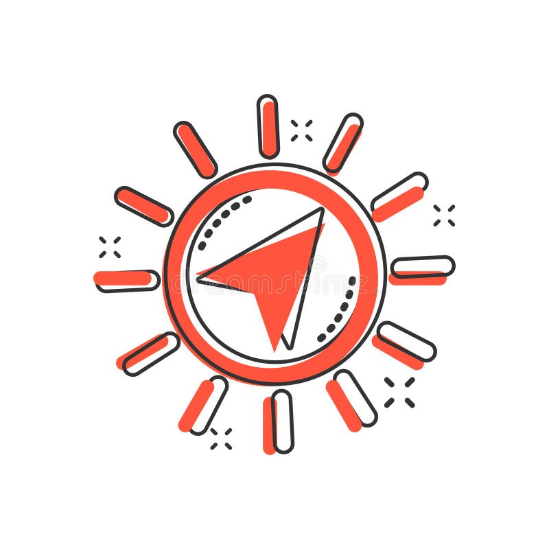 Global Navigation Icon in Comic Style. Compass Gps Vector Cartoon ...
