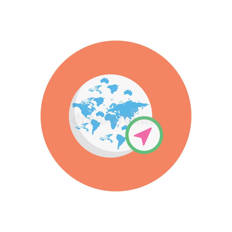 Global Navigation Flat Color Icon Stock Vector - Illustration of ...