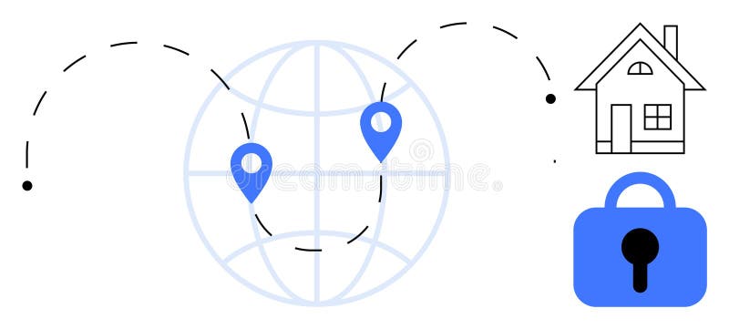 Global Navigation Security with Home Connection and Lock Symbol Stock ...