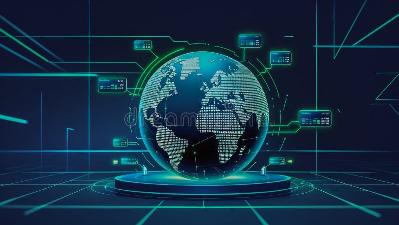 Global Network with Advanced Data Interfaces Stock Illustration ...