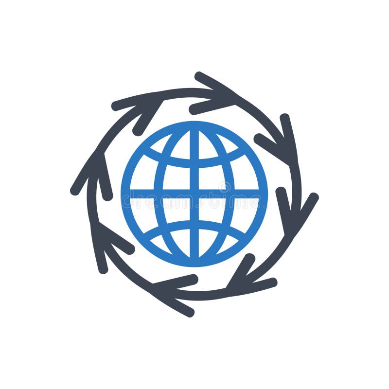 Global Network and Arrows Icon Stock Vector - Illustration of global ...