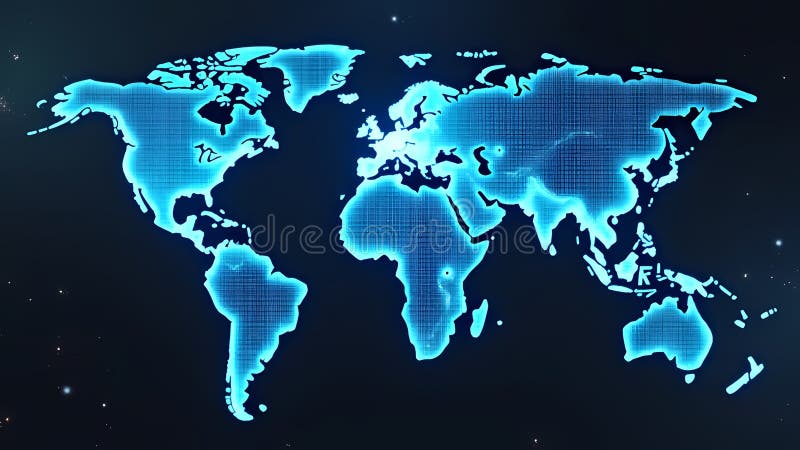 Global Network with Bright Light Points and Particles Stock ...