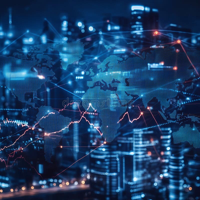 Global Network Business Connections Digital World Map Stock Image Stock ...