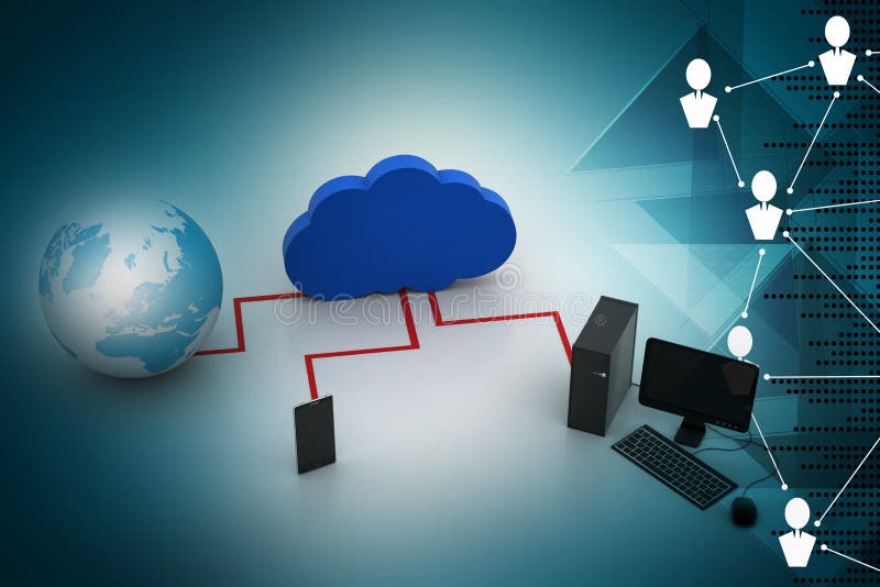 Global network with cloud stock illustration. Illustration of modern ...