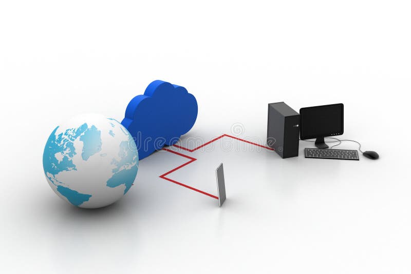 Global network with cloud stock illustration. Illustration of cloud ...