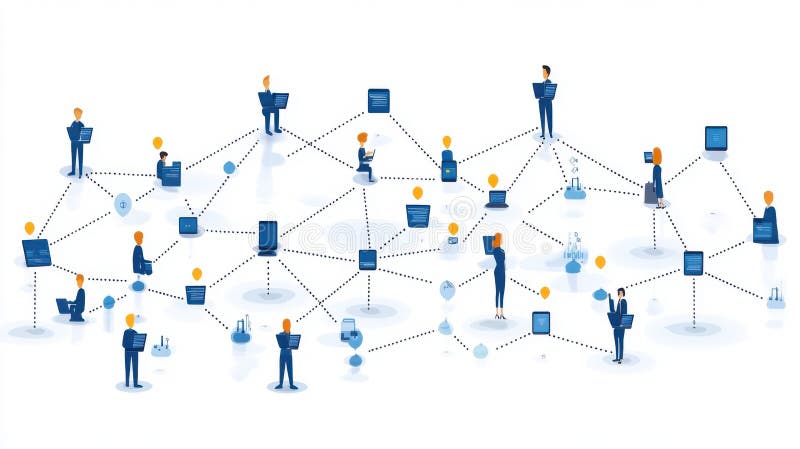 Global Network Collaboration Stock Illustration - Illustration of ...