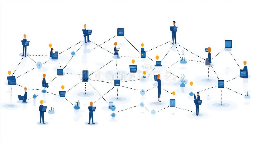Global Network Collaboration Stock Illustration - Illustration of ...