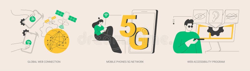 Global Network Communication Abstract Concept Vector Illustrations ...