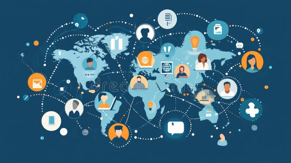 Global Network of Communication and Collaboration on World Map ...