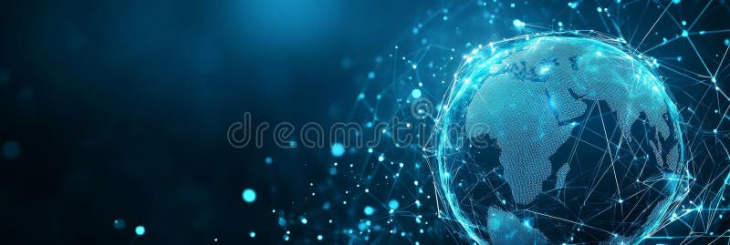 Global Network, Communication and Data Exchange, World Map with ...