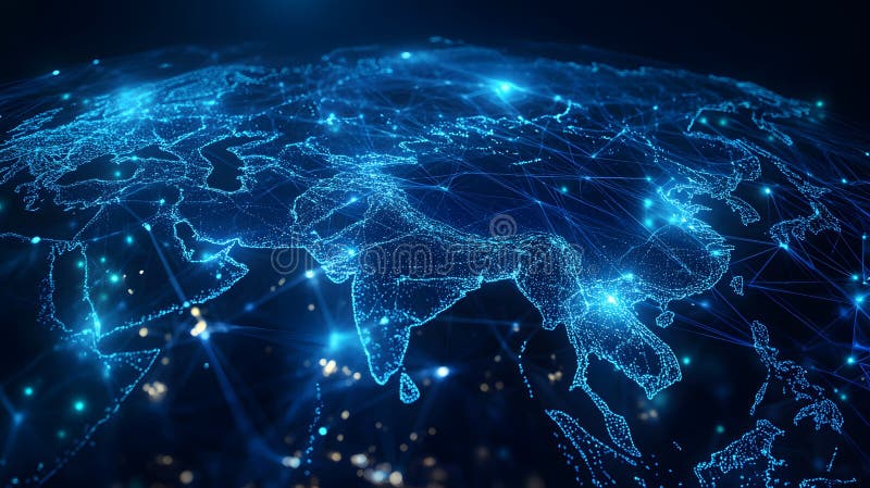Global Network Concept: Digital Map of Asia Connecting Worldwide ...