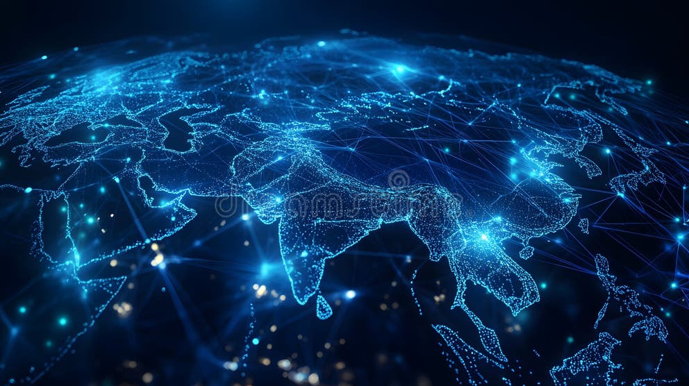 Global Network Concept: Digital Map of Asia Connecting Worldwide ...