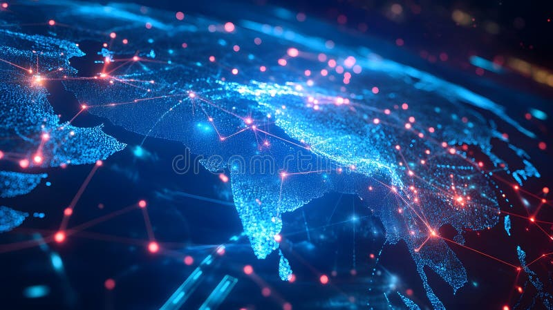 Global Network Concept: Digital Map of Asia Connecting Worldwide ...