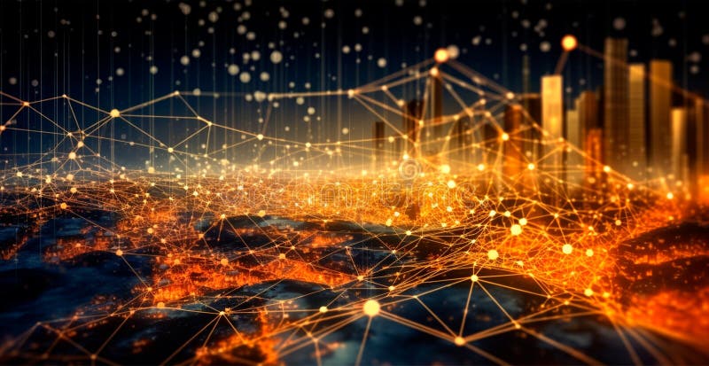 Global Network Concept. Digital Point of the World Map. Global Network ...