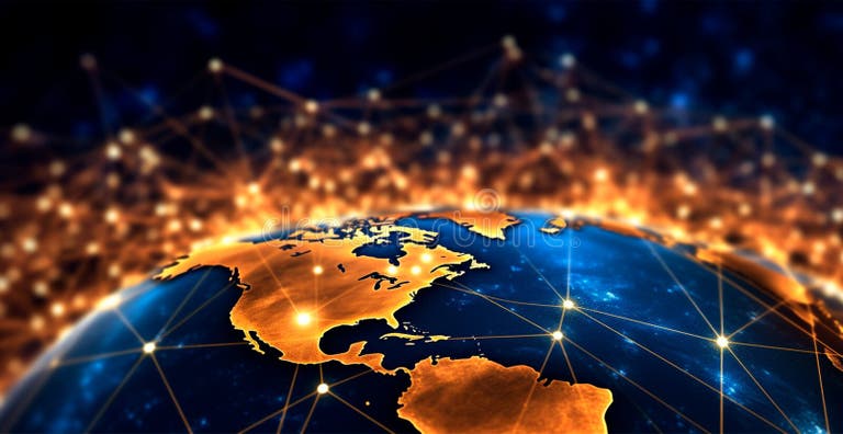 Global Network Concept. Digital Point of the World Map. Global Network ...