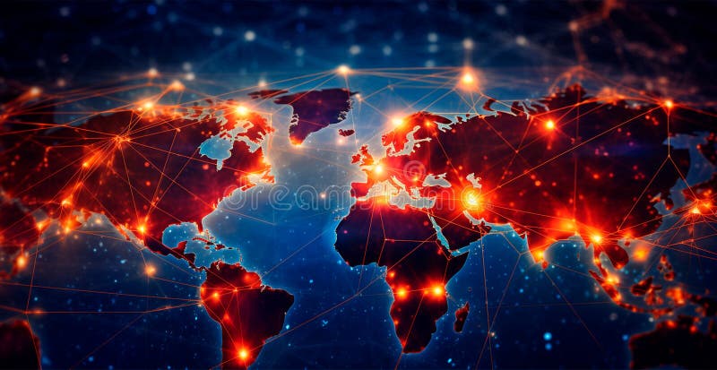 Global Network Concept. Digital Point of the World Map. Global Network ...