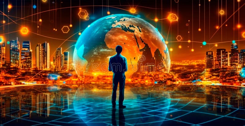 Global Network Concept. Digital Point of the World Map. Global Network ...