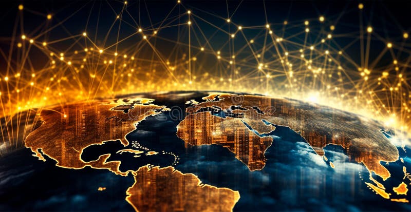 Global Network Concept. Digital Point of the World Map. Global Network ...