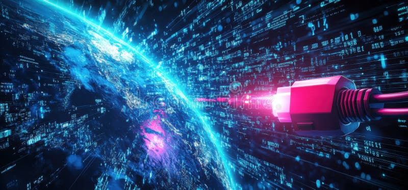 Global Network Concept Featuring Digital Data Streaming from an ...