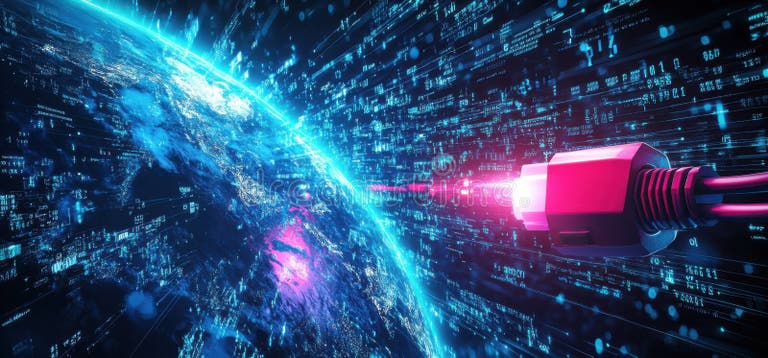 Global Network Concept Featuring Digital Data Streaming from an ...