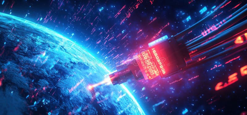 Global Network Concept Featuring Digital Data Streaming from an ...