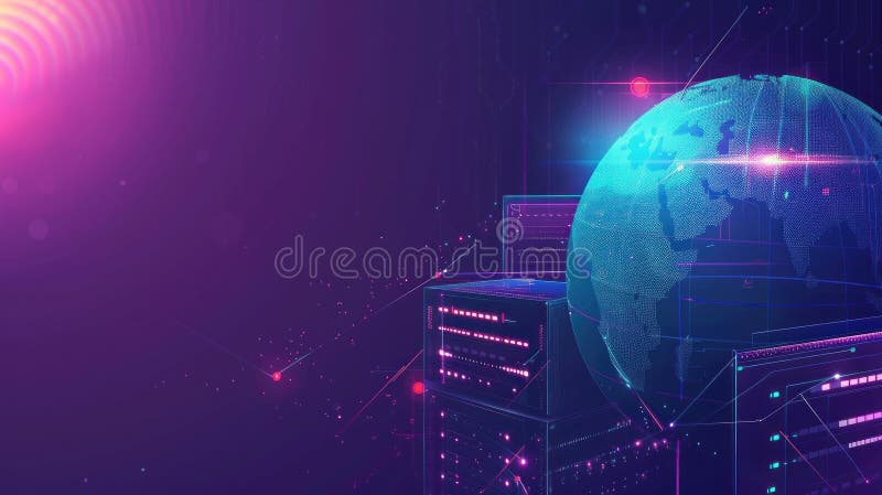 Global Network Concept with Hardware Computer Server Data Center and ...