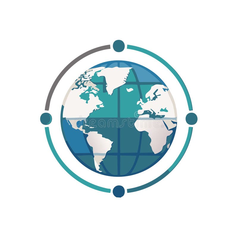 Global Network Concept, World Map with Circle, Earth Globe Icon Stock ...